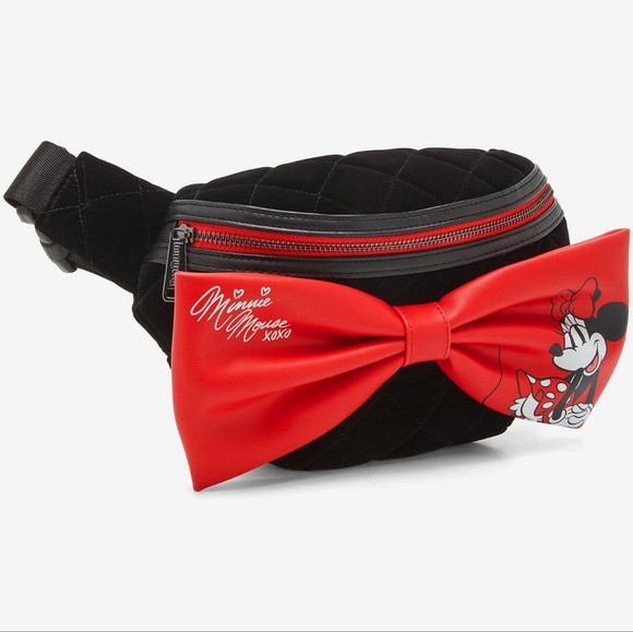 Disney | Bags | Nwt Loungefly Disney Minnie Mouse Bow Velvet Quilted ...